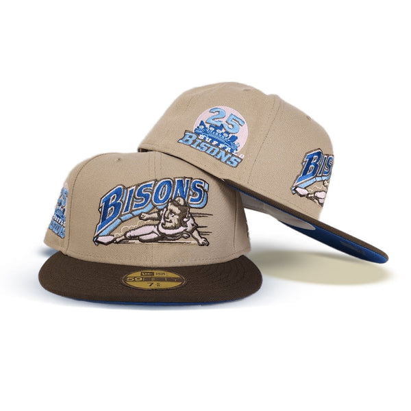Tan Buffalo Bisons Brown Visor Sea Blue Bottom 25th Years Side Patch N – Exclusive Fitted Inc.