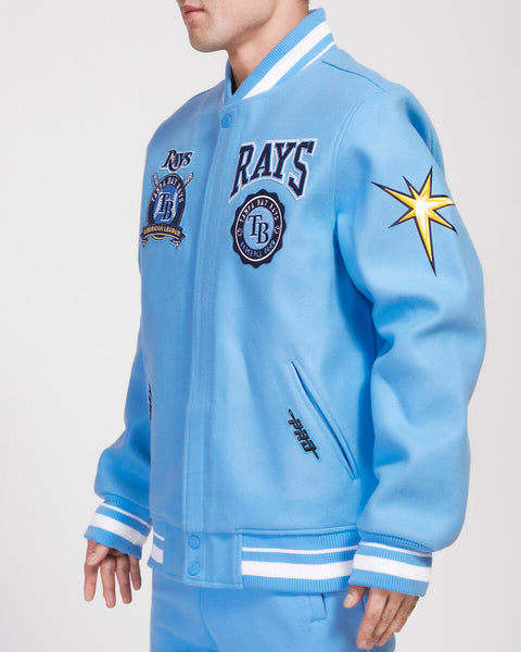 University Sky Blue Tampa Bay Rays Pro Standard Crest Wool Varsity Jac ...