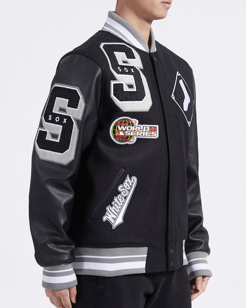 Black Chicago White Sox Pro Standard Logo Mashup Wool Varsity Heavy Ja ...
