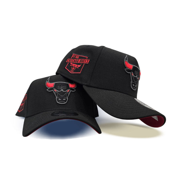 Black Chicago Bulls Curved Brim Red Bottom EST 1966 Side Patch New Era ...