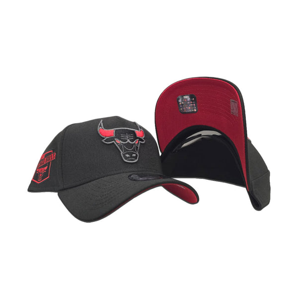 Black Chicago Bulls Curved Brim Red Bottom EST 1966 Side Patch New Era ...