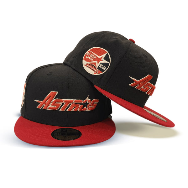 Black Houston Astros Brick Red Visor 35th Great Years Patch Fitted ...