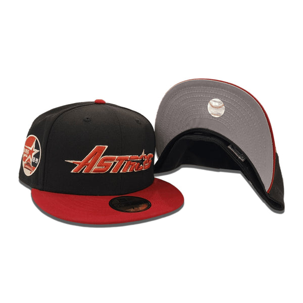 Black Houston Astros Brick Red Visor 35th Great Years Patch Fitted ...