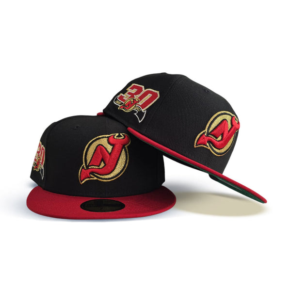 Black New Jersey Devils Red Visor Green Bottom 30th Anniversary Side P ...