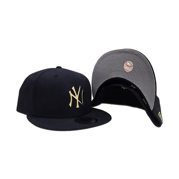 Navy Blue New York Yankees Gold Metal Badge Gray Visor New Era 9Fifty ...