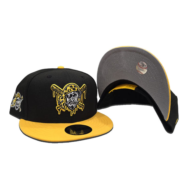 Black Pittsburgh Pirates Drip Logo Yellow Visor Gray Bottom Pirates Si ...