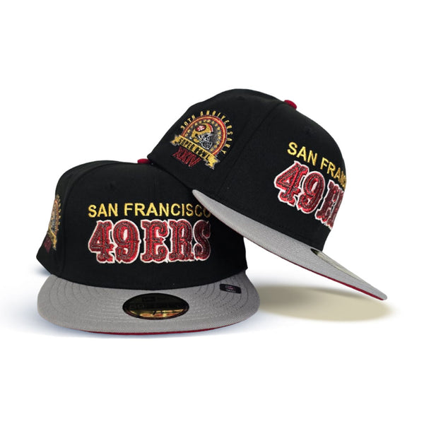 Black San Francisco 49ers Gray Visor Red Bottom Super bowl XXIV Side P ...