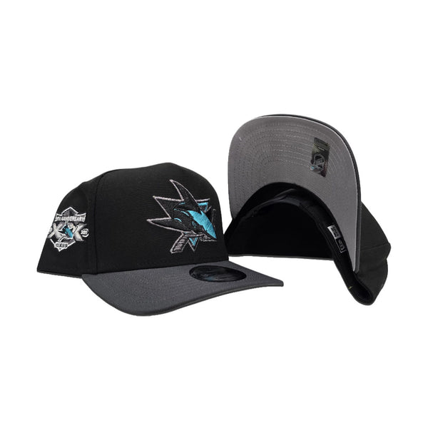 Black San Jose Sharks Dark Gray Curved Brim Gray Bottom 20th Anniversa ...