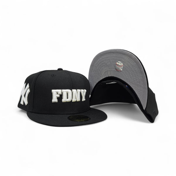 Black Fire Department City Of New York FDNY NY Yankees Fitted Cap ...