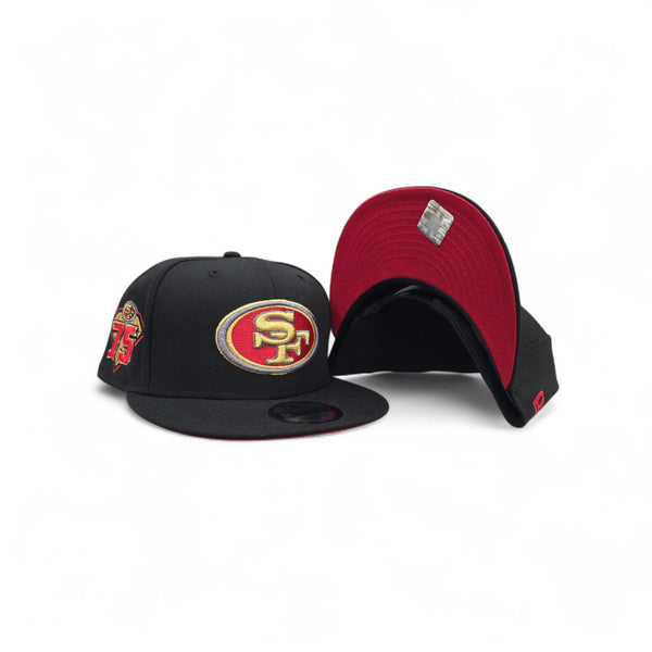 Black SF 49ers Red Bottom 75th Anniversary Patch 9Fifty Snapback ...