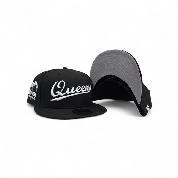 Black Script Queens Statue of Liberty New York Patch Snapback Hat ...