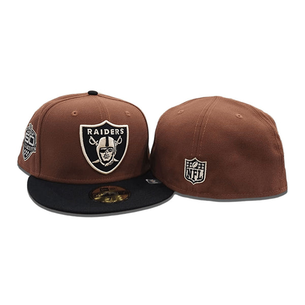 Light Brown Las Vegas Raiders Black Visor Gray Bottom 50th Anniversary ...
