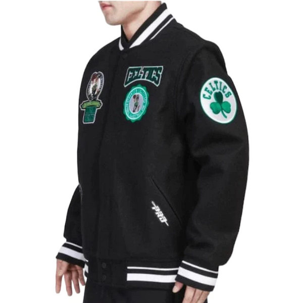 Black Boston Celtics Pro Standard Crest Wool Varsity Jacket – Exclusive ...