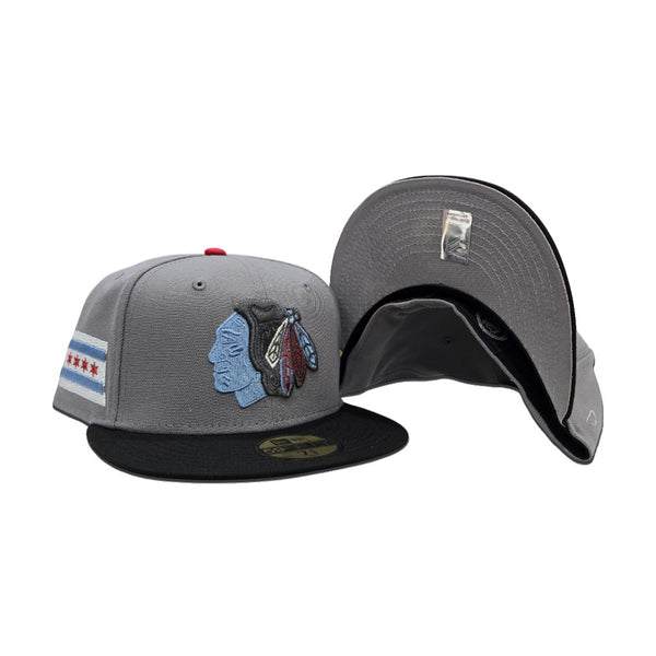 Storm Gray Chicago Blackhawks Black Visor Gray Bottom Chicago Flag Sid ...