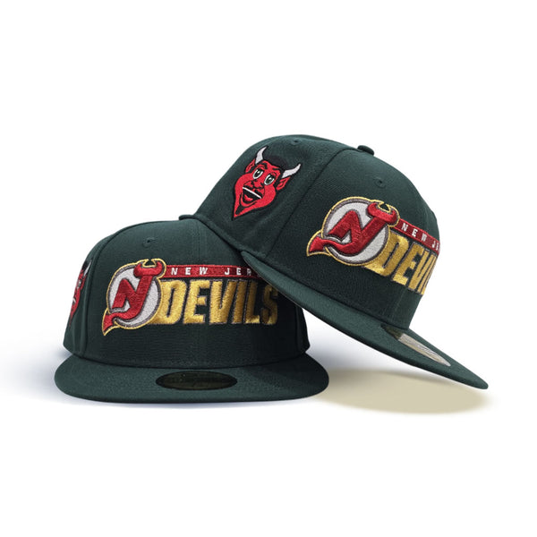 Dark Green New Jersey Devils Team Name Logo Gray Bottom Devils Mascot ...