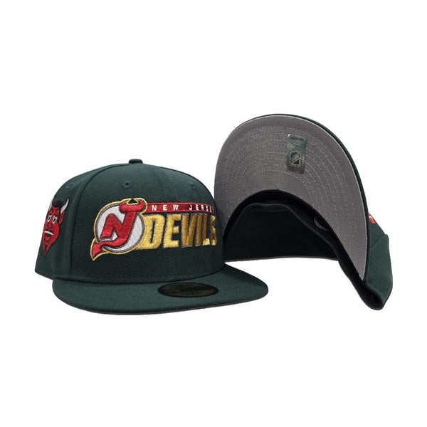 Dark Green New Jersey Devils Team Name Logo Gray Bottom Devils Mascot ...