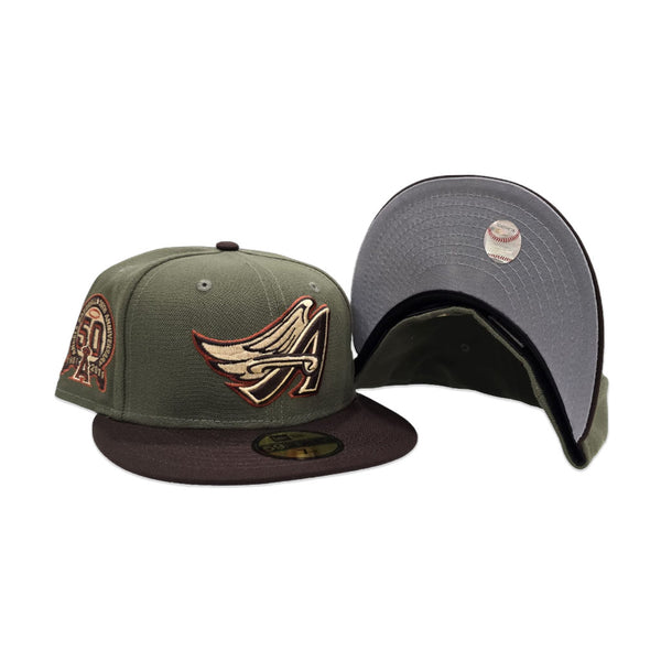 Olive Green Los Angeles Angels brown Visor Gray Bottom 50th Anniversar ...