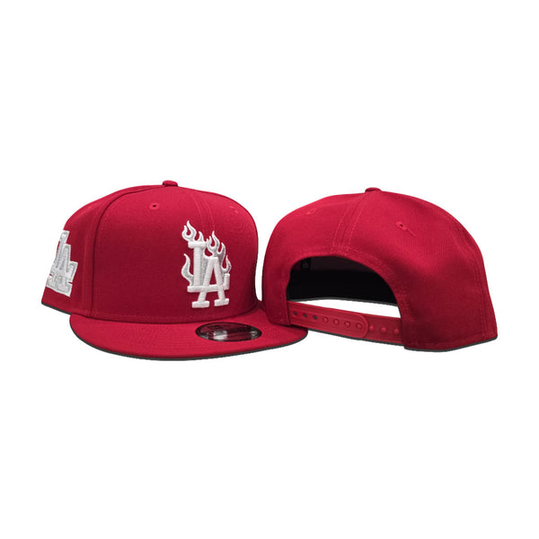 Red Los Angeles Dodgers Flame Logo Gray Bottom LA Side Patch New Era 9 ...