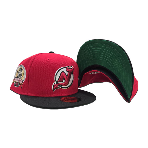 Red New Jersey Devils Black Visor Green Bottom 1995 Stanley Cup 20th A ...