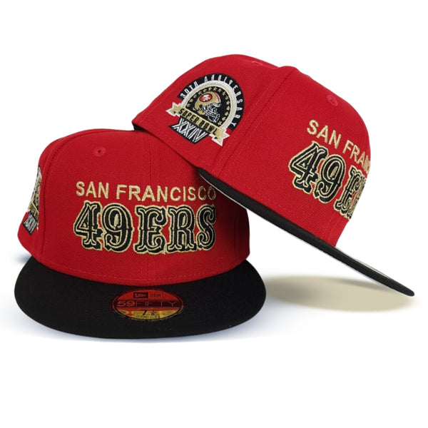 Red San Francisco 49ers Black Visor Gray Bottom 30th Anniversary Side ...