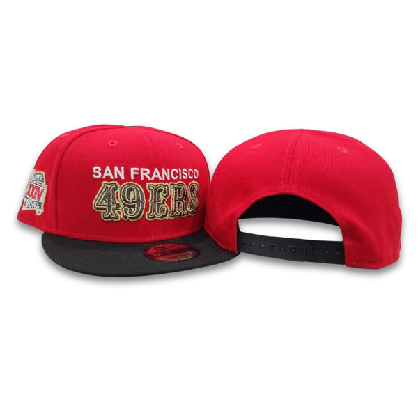 Red San Francisco 49ers Black Visor Gray Bottom Super Bowl XXIV Side P ...