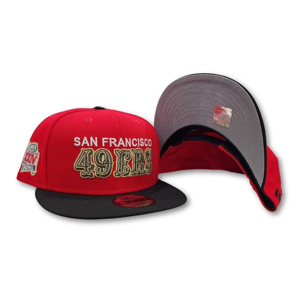 Red San Francisco 49ers Black Visor Gray Bottom Super Bowl XXIV Side P ...