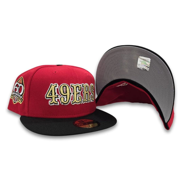 Red San Francisco 49ers Black Visor Gray Bottom 60 Seasons Side Patch ...