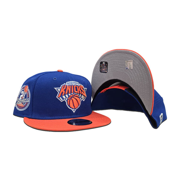 Royal Blue NY Knicks Orange Visor 2x Champions Side Patch Snapback ...