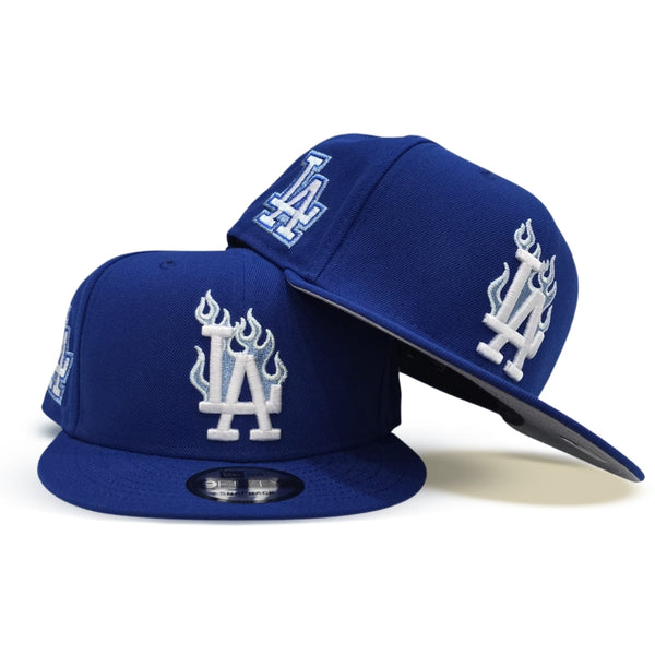 Royal Blue Los Angeles Dodgers Flame Logo Gray Bottom LA Side Patch Ne ...