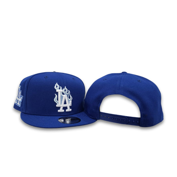 Royal Blue Los Angeles Dodgers Flame Logo Gray Bottom LA Side Patch Ne ...