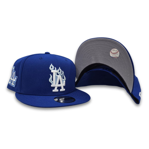 Royal Blue Los Angeles Dodgers Flame Logo Gray Bottom LA Side Patch Ne ...
