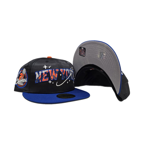 Satin Black NY Knicks Space Logo Royal Blue Visor 2x Champions Fitted ...