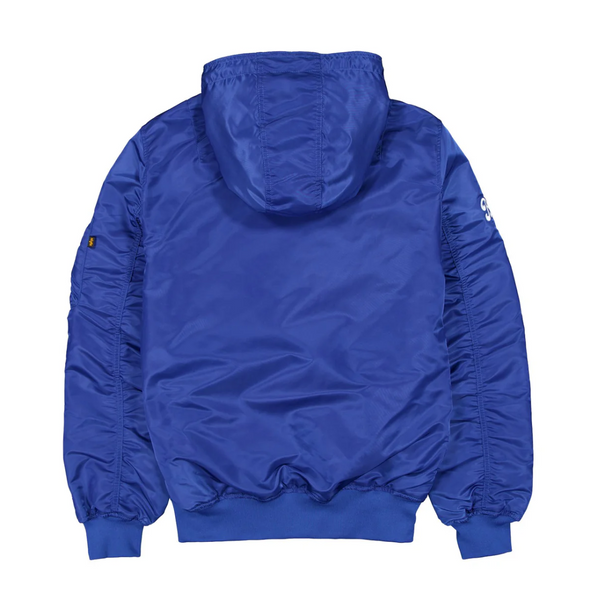 Royal Blue New York Mets Alpha Industries X New Era L-2B Hooded Bomber ...