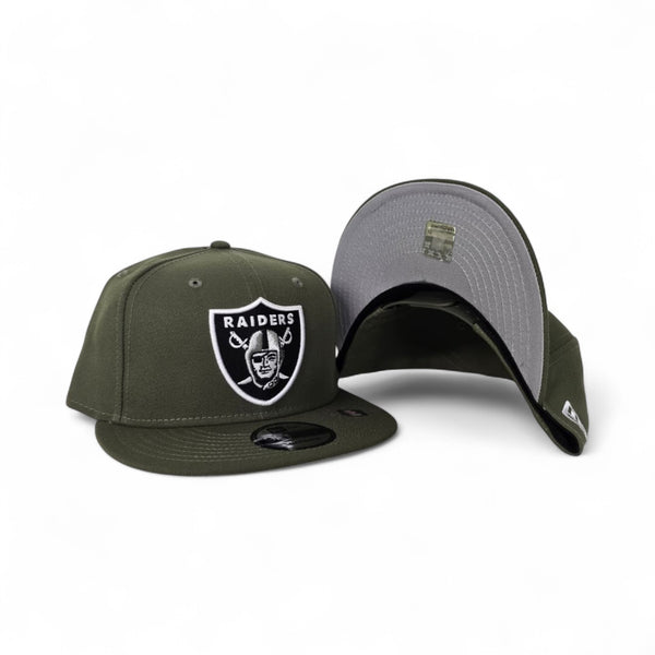 Olive Green Las Vegas Raiders Gray Visor New Era 9Fifty Snapback ...