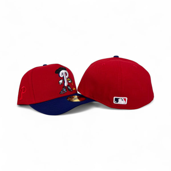Red Philadelphia Phillies Pre Royal Blue Curved Brim Cartoon Fitted ...