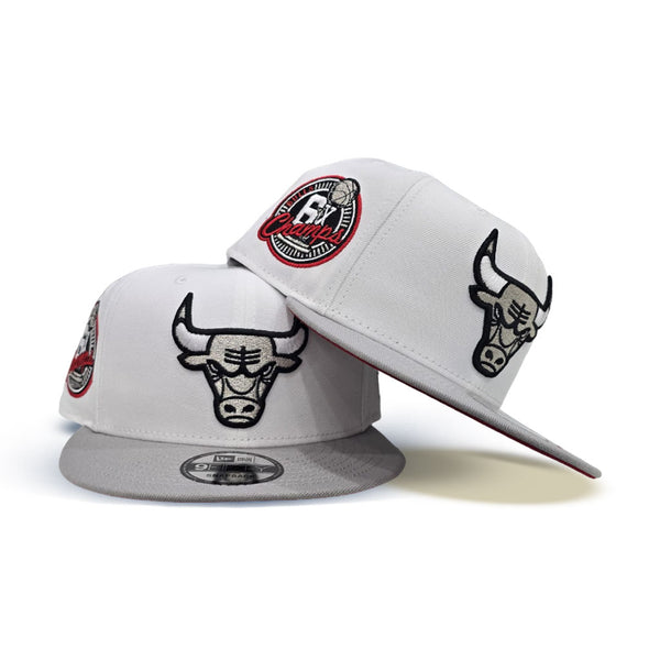 White Chicago Bulls Gray Visor Red Bottom 6X Champs Side Patch New Era ...