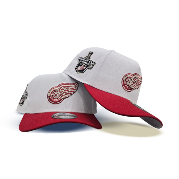 White Detroit Red Wings Red Curved Brim Gray Bottom 2008 Stanley Cup C ...