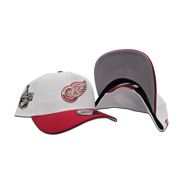 White Detroit Red Wings Red Curved Brim Gray Bottom 2008 Stanley Cup C ...