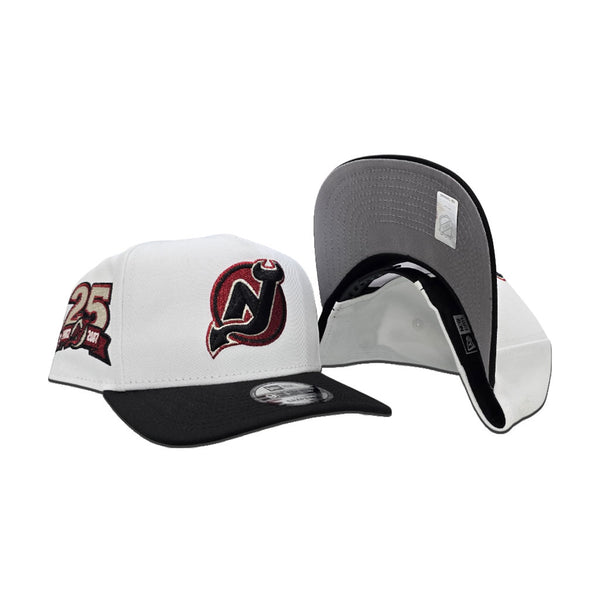 White New Jersey Devils Black Curved Brim Gray Bottom 25th Anniversary ...
