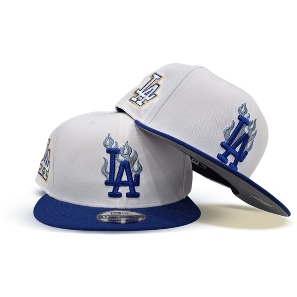 White Los Angeles Dodgers Flame Logo Royal Blue Visor Gray Bottom LA S ...