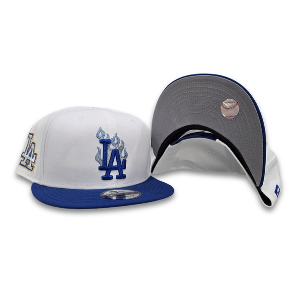 White Los Angeles Dodgers Flame Logo Royal Blue Visor Gray Bottom LA S ...
