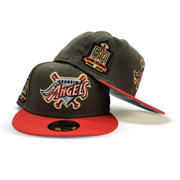 Olive Green Los Angeles Angels Orange Visor Gray Bottom 50th Anniversa ...