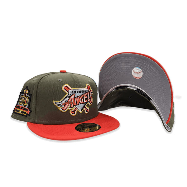 Olive Green Los Angeles Angels Orange Visor Gray Bottom 50th Anniversa ...