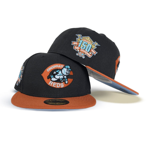 Black Cincinnati Reds Rust Orange Visor Icy Blue Bottom 150th Annivers ...
