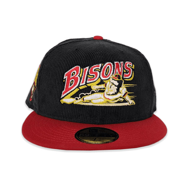 Black Corduroy Buffalo Bison Red Visor Gray Bottom International Leagu ...