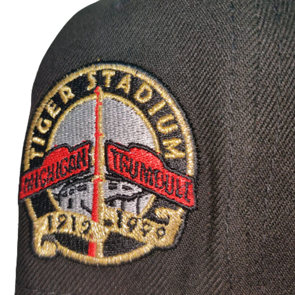 Black Detroit Tigers Red Bottom Tiger Stadium Side Patch New Era 59Fif ...