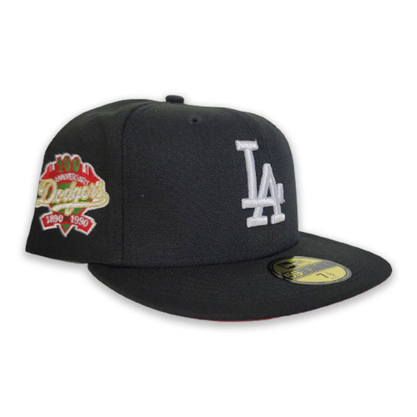 Black Los Angeles Dodgers Red Bottom 100th Anniversary Side Patch New ...