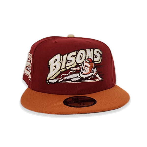 Burgundy Buffalo Bison Rust Orange Visor Maroon Bottom Minor League Ho ...