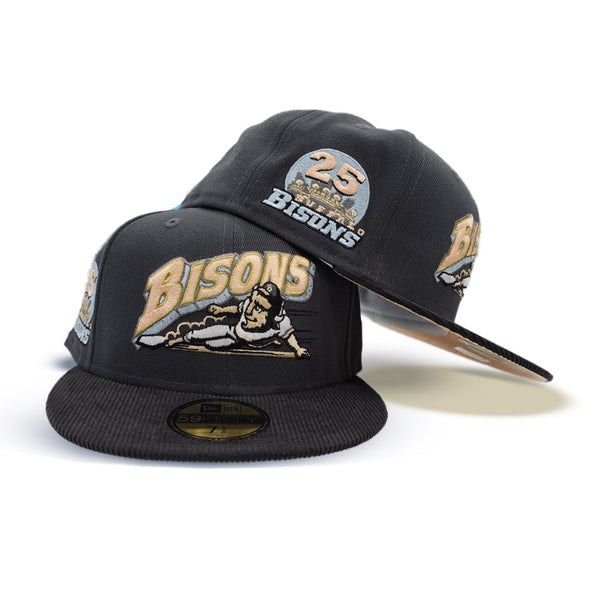 Dark Gray Buffalo Bisons Black Corduroy Visor Peach Bottom 25th Years ...