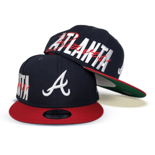 Navy Blue Side Font Atlanta Braves Green Bottom New Era 9Fifty Snapbac ...